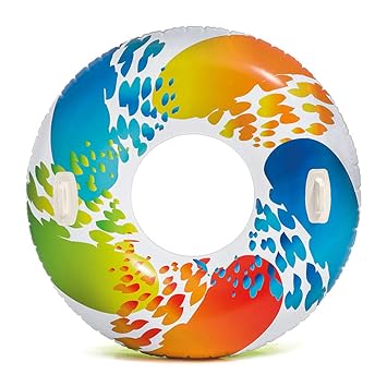 Intex 58202 Inflatable Giant Whirl Tube Swim Ring, Multicoloured, 48 ...