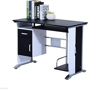 HOMCOM Computer Desk Table Home Office Furniture with Keyboard Tray and ...