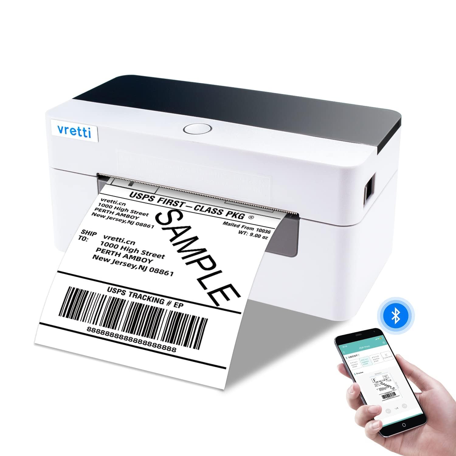 vretti Shipping Label Printer - Bluetooth Thermal Label Printer for ...