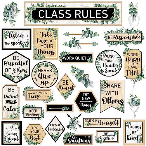 Class Rules Bulletin Board Decorations Eucalyptus Classroom Rules ...