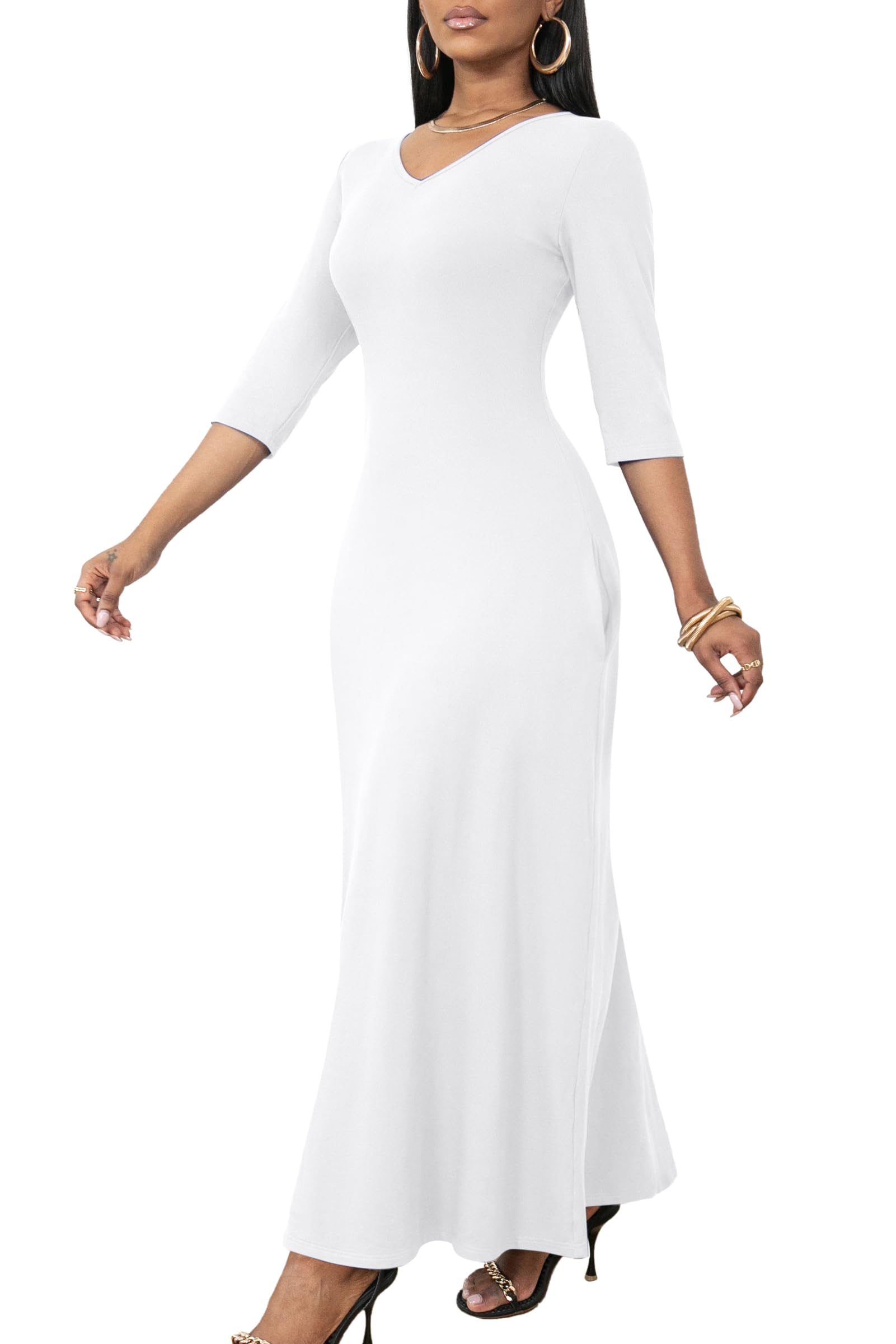 FANDEE White Maxi Dress Spring Summer Autumn Dresses for Women 2025 ...