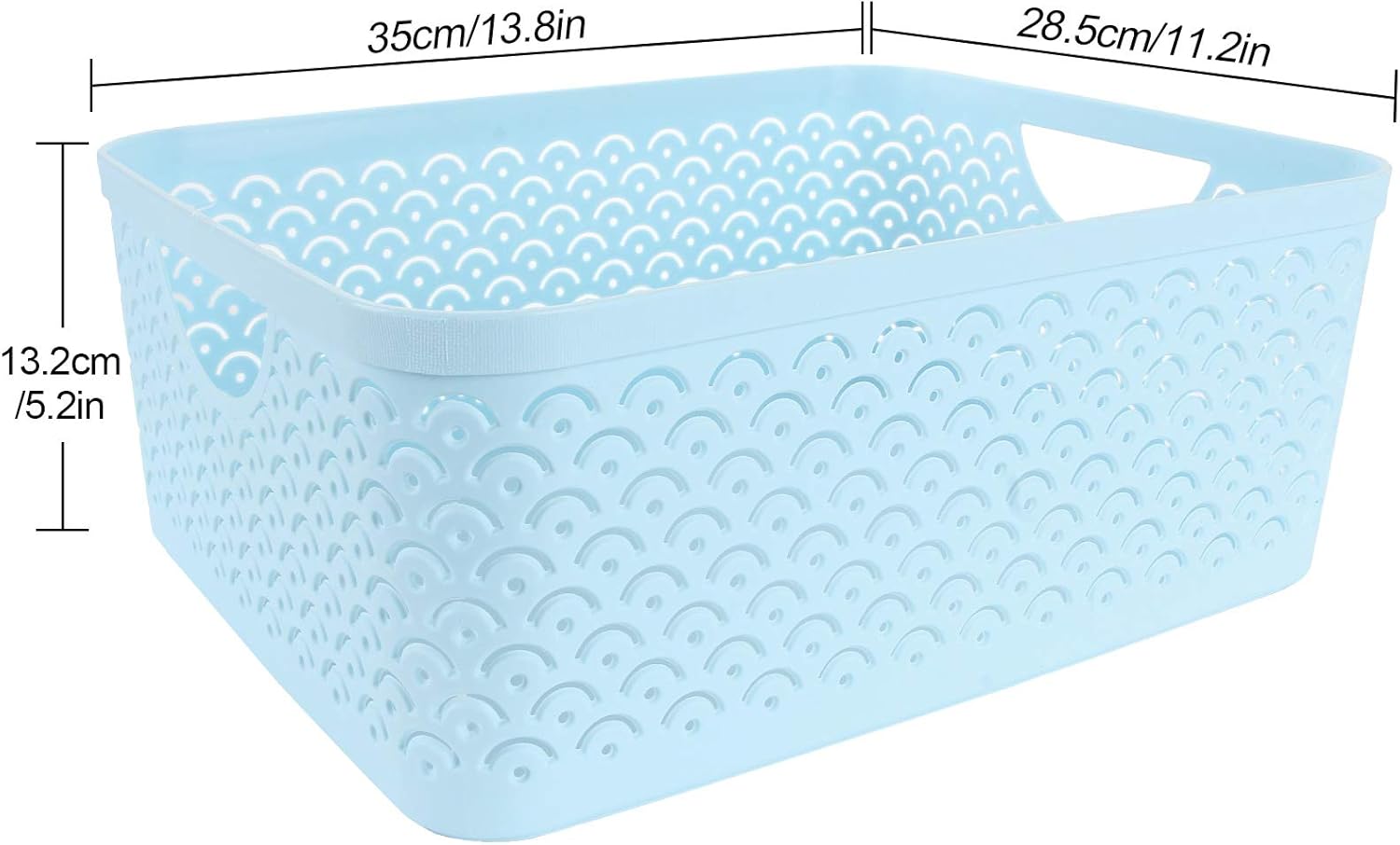 AHUNTTER 5 Pack Plastic Storage Basket Set – 35cm x 28.5cm x 13cm Large ...