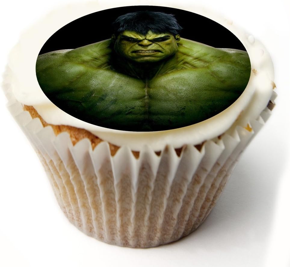 The Incredible Hulk 20 x PRE-CUT Fairy cake CUPCAKE Edible Topper ...