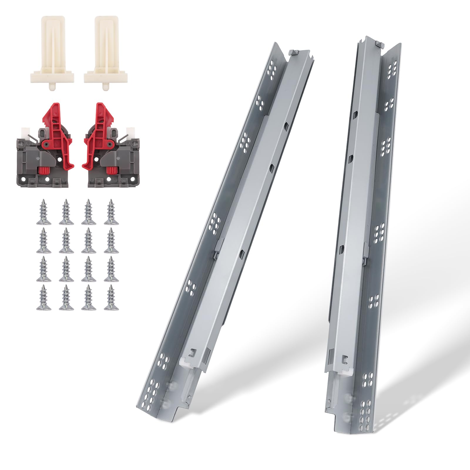 Knobonly 8 Pair Soft Closing Drawer Slides 21 Inch Undermount Full ...