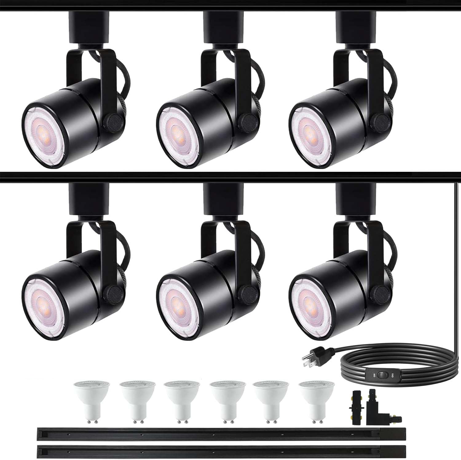 Bravsekai Track Lighting Heads Kit, Dimmable GU10 10W LED Track Lights 4000K Natural Light with ...