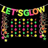 Amazon.com: 90ft Paper UV Round Neon Garland Stars Neon Streamers Black ...