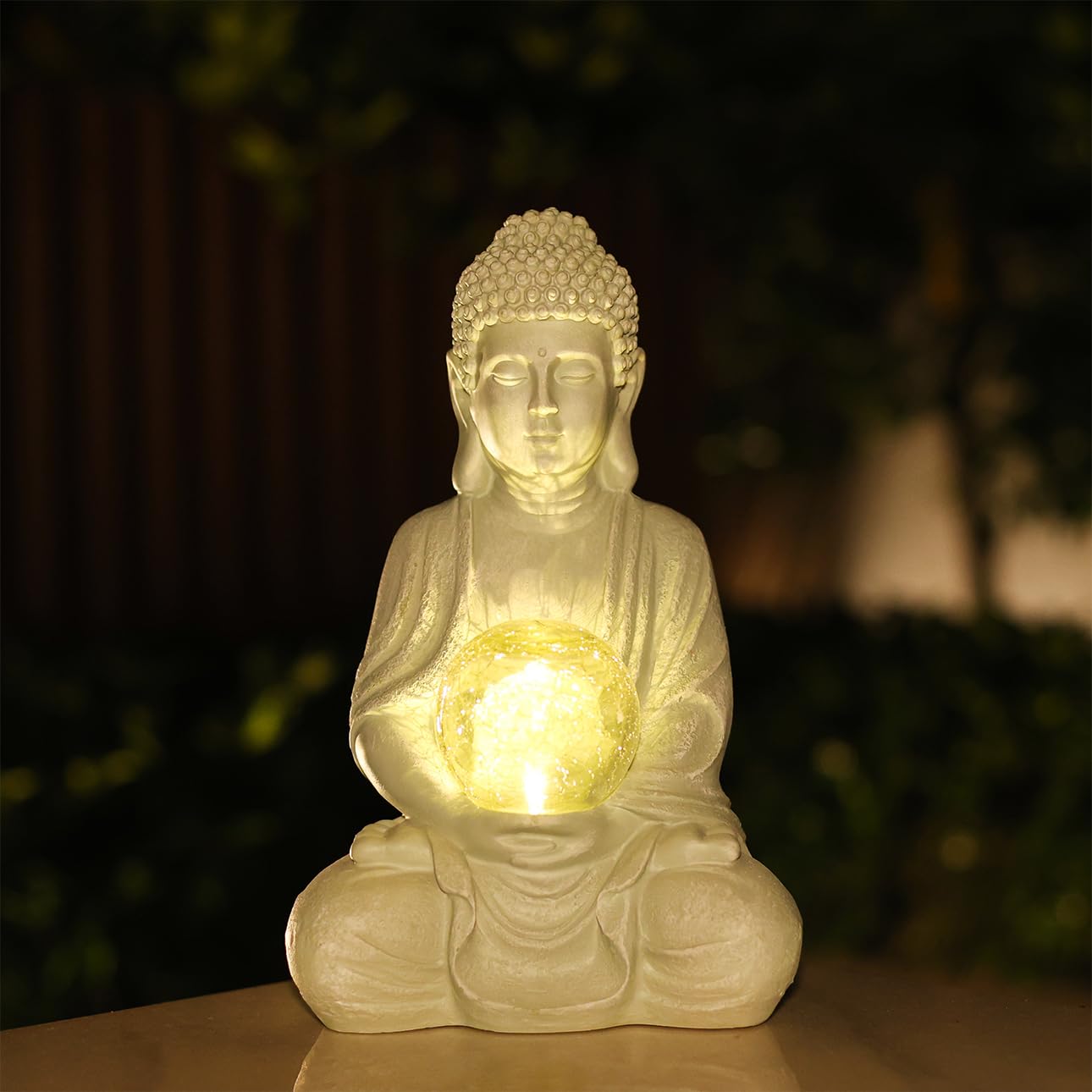 Houdezhu Buddha Garden Statue with Solar Light, Solar Meditating Garden ...