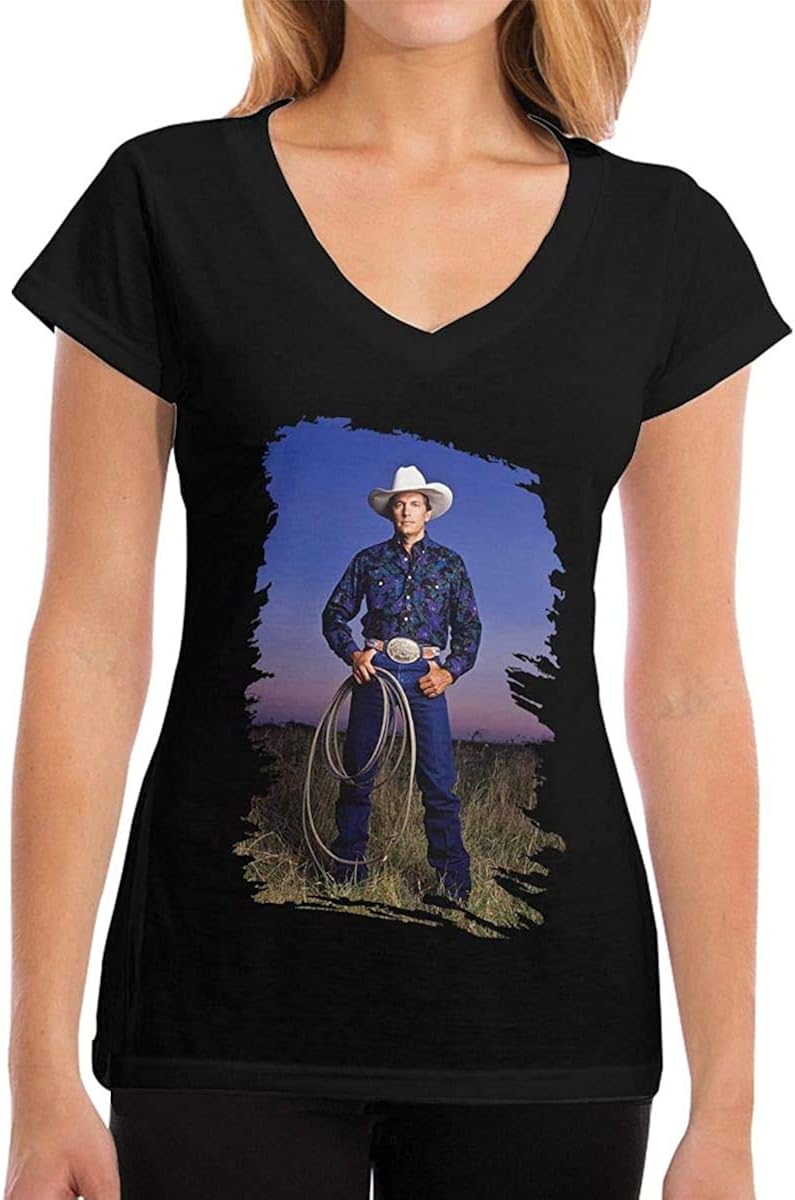 George Strait T Shirt Womens Novelty V Neck Short Sleeves tee Shirt ...