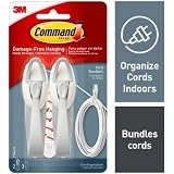 Command Cord Bundlers, White, Medium, 2 Bundlers 3 Medium Strips ...