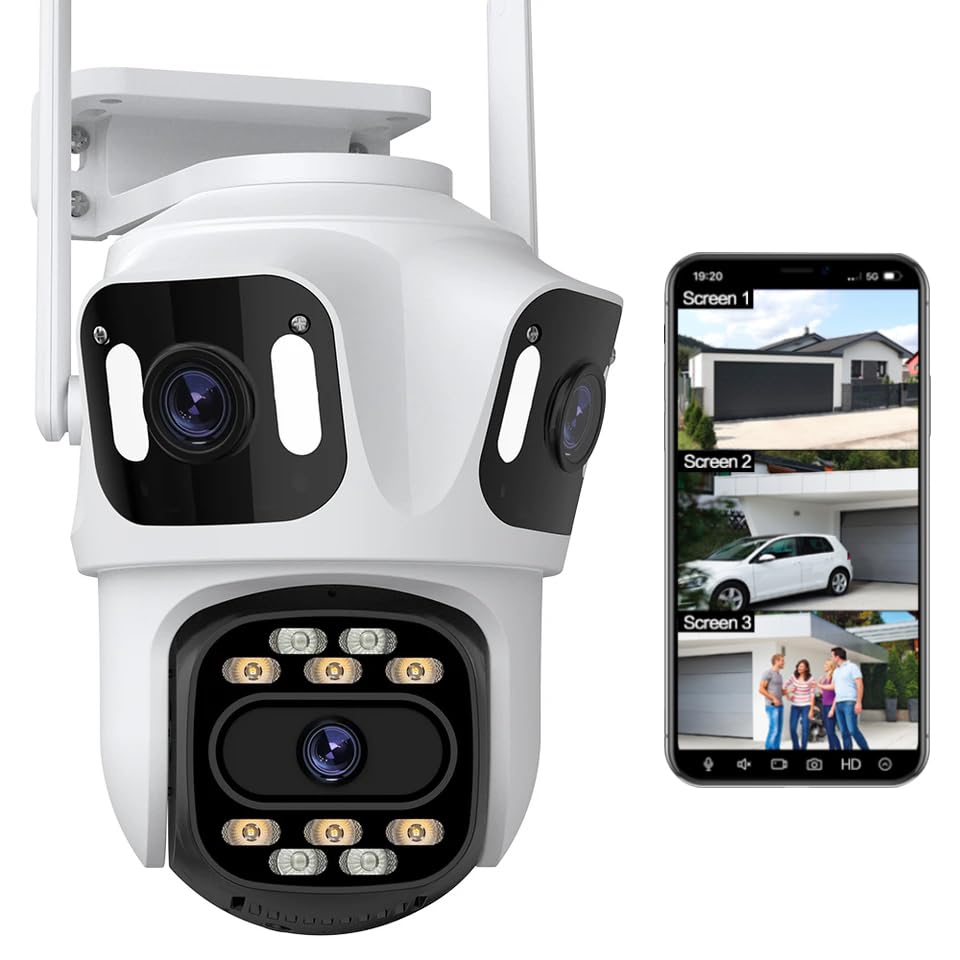 ESEECO 4K 8MP Triple Lens Linkage Security Camera Three Lens WiFi ...