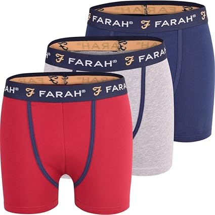 Farah 3 Pack Mens Designer Boxer Shorts Boxers Underwear Trunks Gift ...