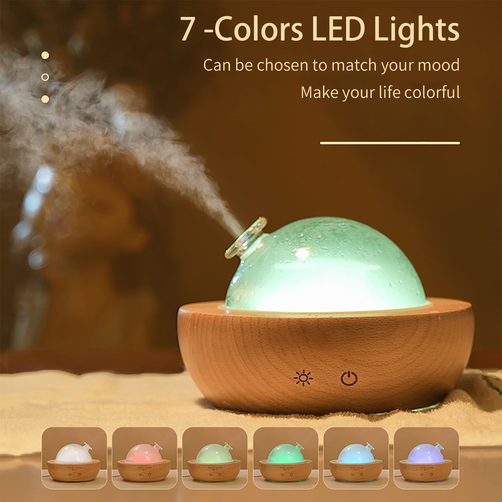 Mua Fancemot Glass Essential Oil Diffuser with Real Wood Base, 180ml ...