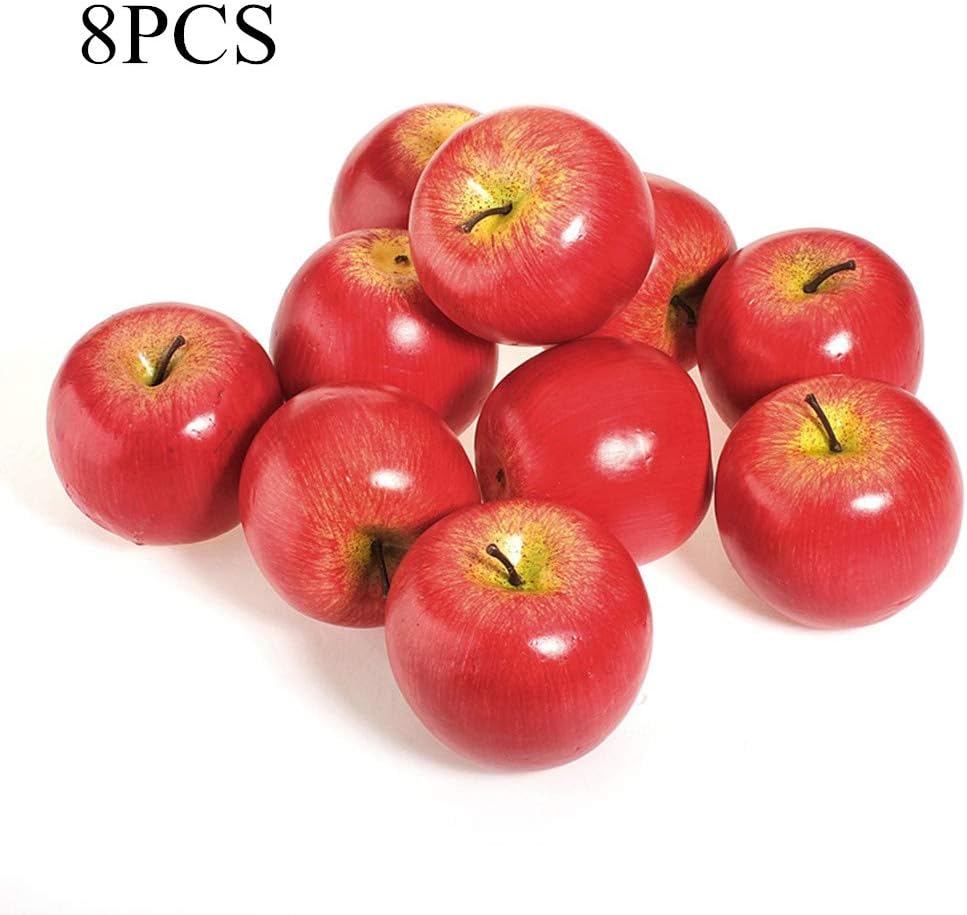 8pcs Artificial Apples Fake Red Apple Lifelike Fruit Decorative for ...