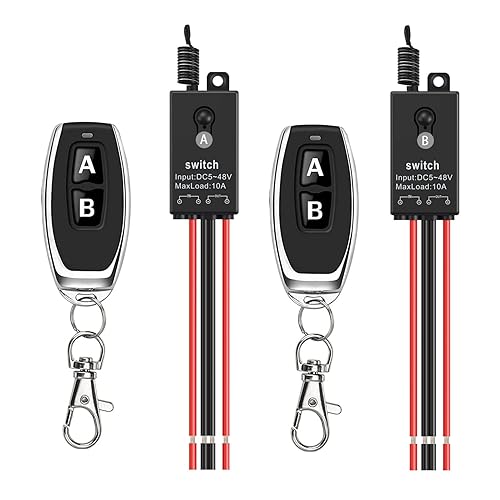 Meskliu 12v Remote Control Switch,2 Way Mini Wireless Switches,DC 12V ...
