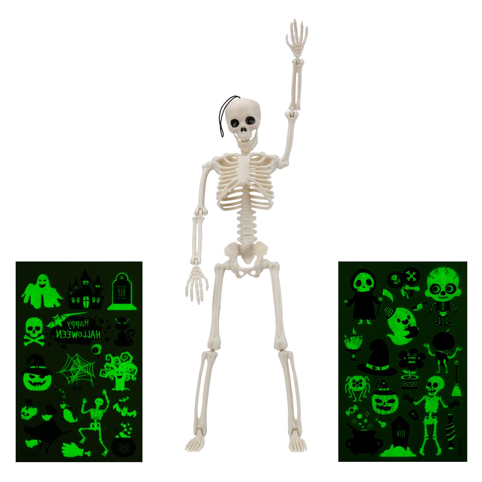QIXI Halloween Skeleton Decoration 16”, Full Body Skeleton Skeleton ...