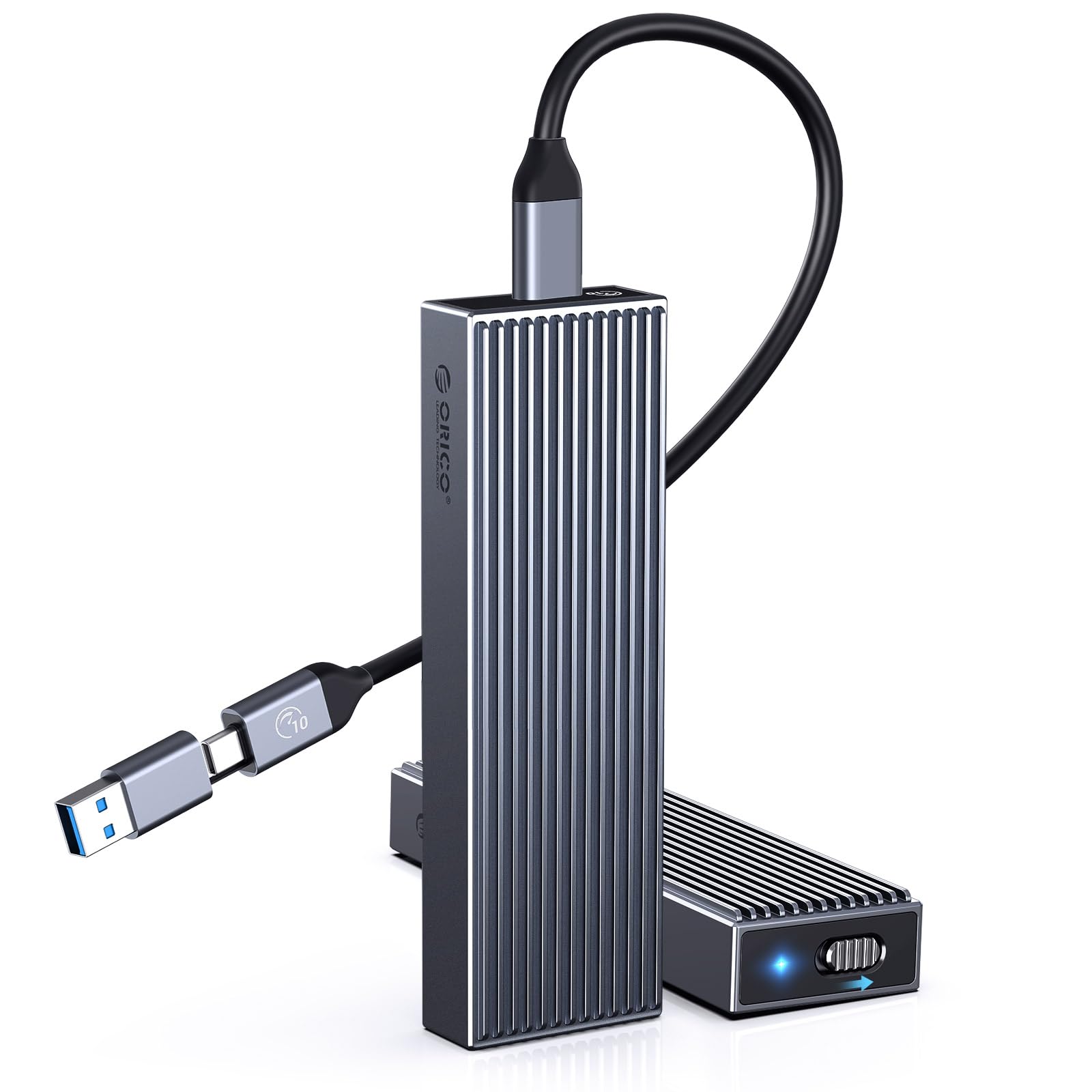 ORICO M.2 NVMe SSD Enclosure Aluminum Tool-Free Adapter, 10Gbps USB3.2 ...