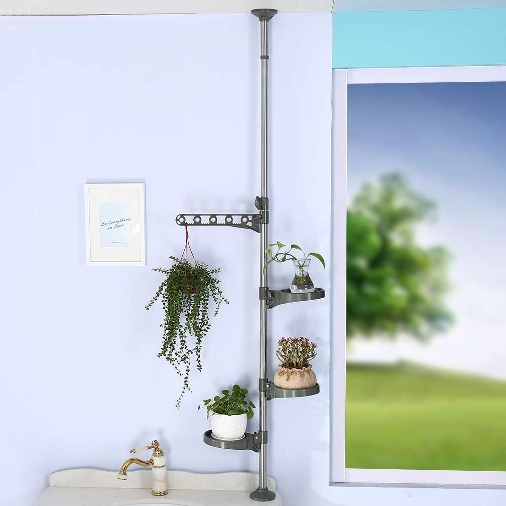 Hershii Indoor Plant Stand Pole Tension Rod Corner Standing Shelf ...