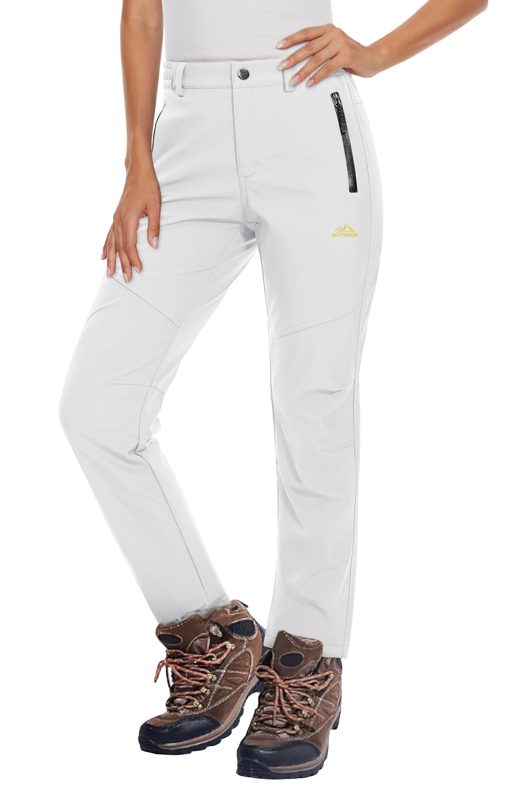 MAGCOMSEN Women's Fleece Lined Waterproof Insulated Softshell Pants ...