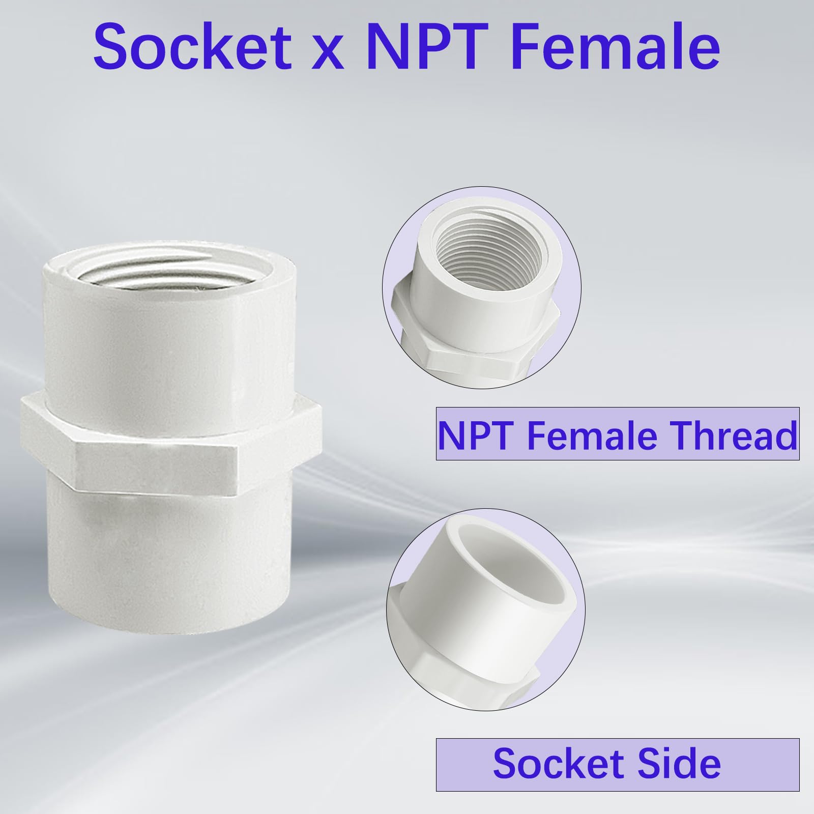 YTFSA 10Pcs White PVC Pipe Fitting, 1 Inch NPT Female Thread PVC Pipe ...