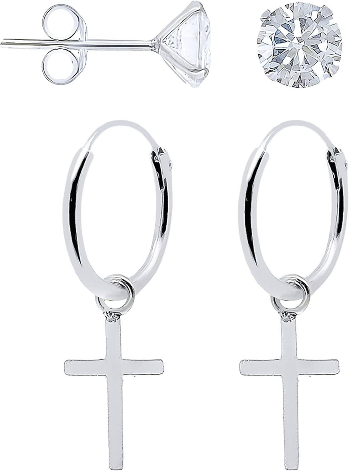 ENTREPLATA 1 Paar Ohrringe aus 925er Sterlingsilber mit funkelnden ...