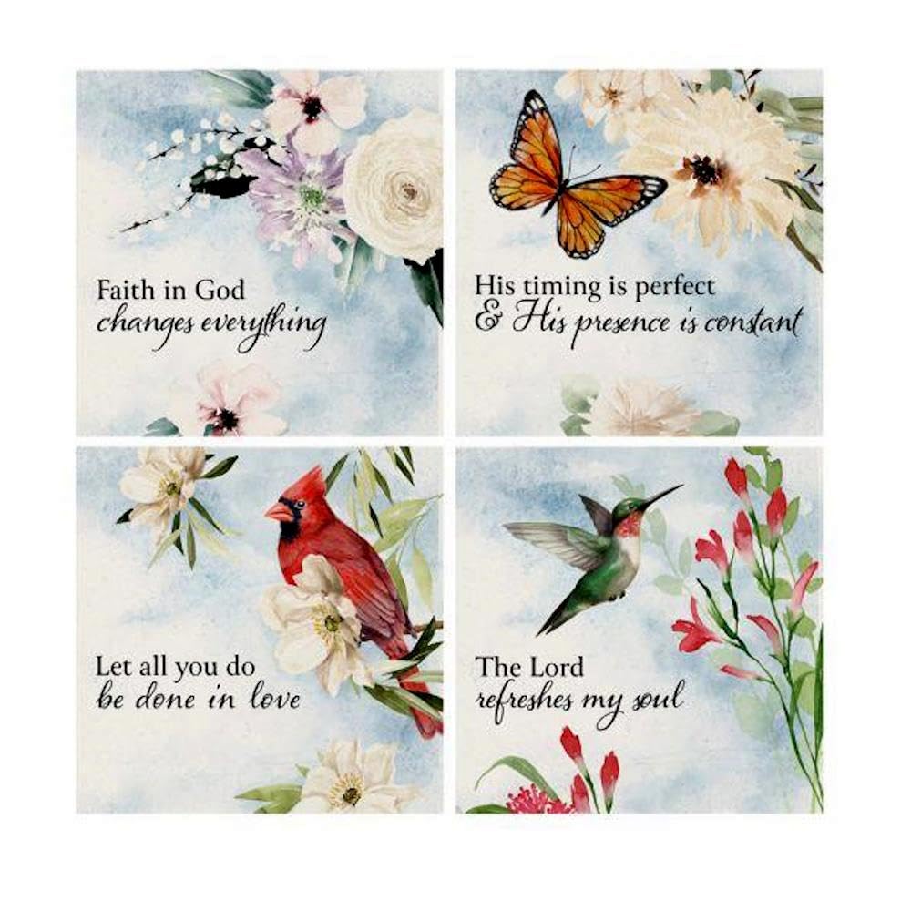 Carson 4" 'Religious Nature' Square House Coaster Set - Set of 4 ...