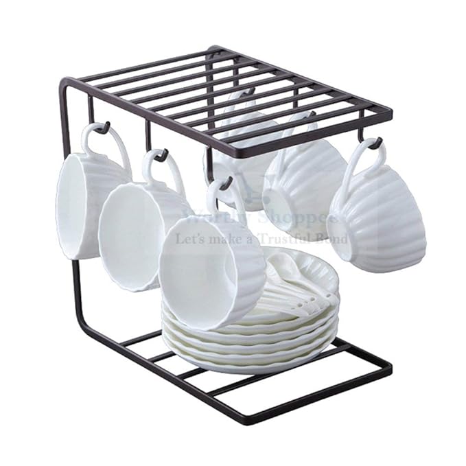 Buy Worthy Shoppee Coffee Mug Cup Holder Cup and Plate Stand with 6 ...