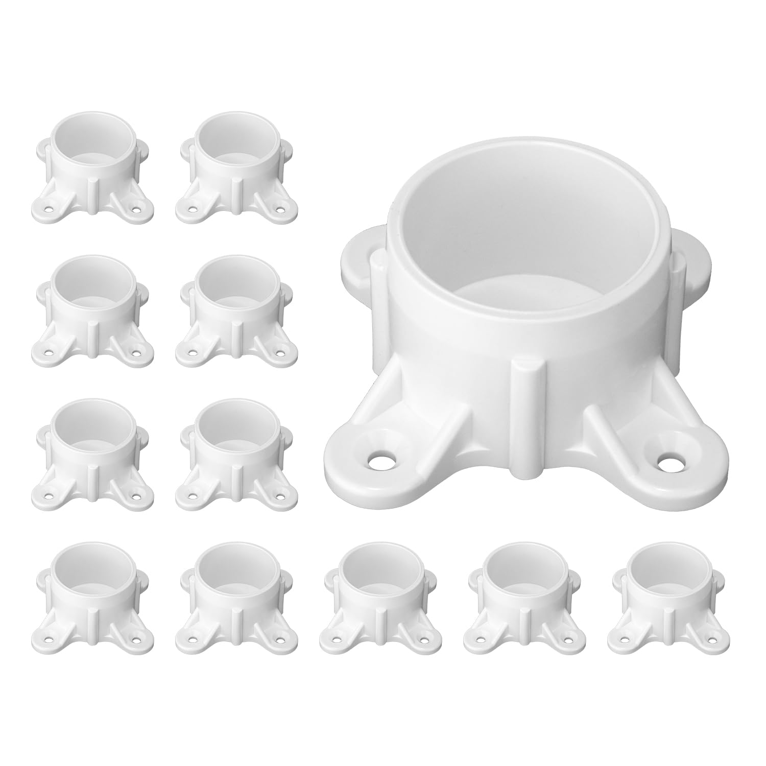 12 Packs 1-1/2 inch PVC Flange Table Leg Cap Fittings Furniture Screw ...