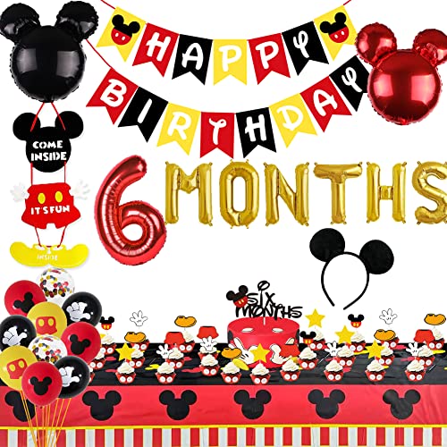 Letromp Mickey Six Months Birthday Party Supplies Decorations, Mouse 6 ...