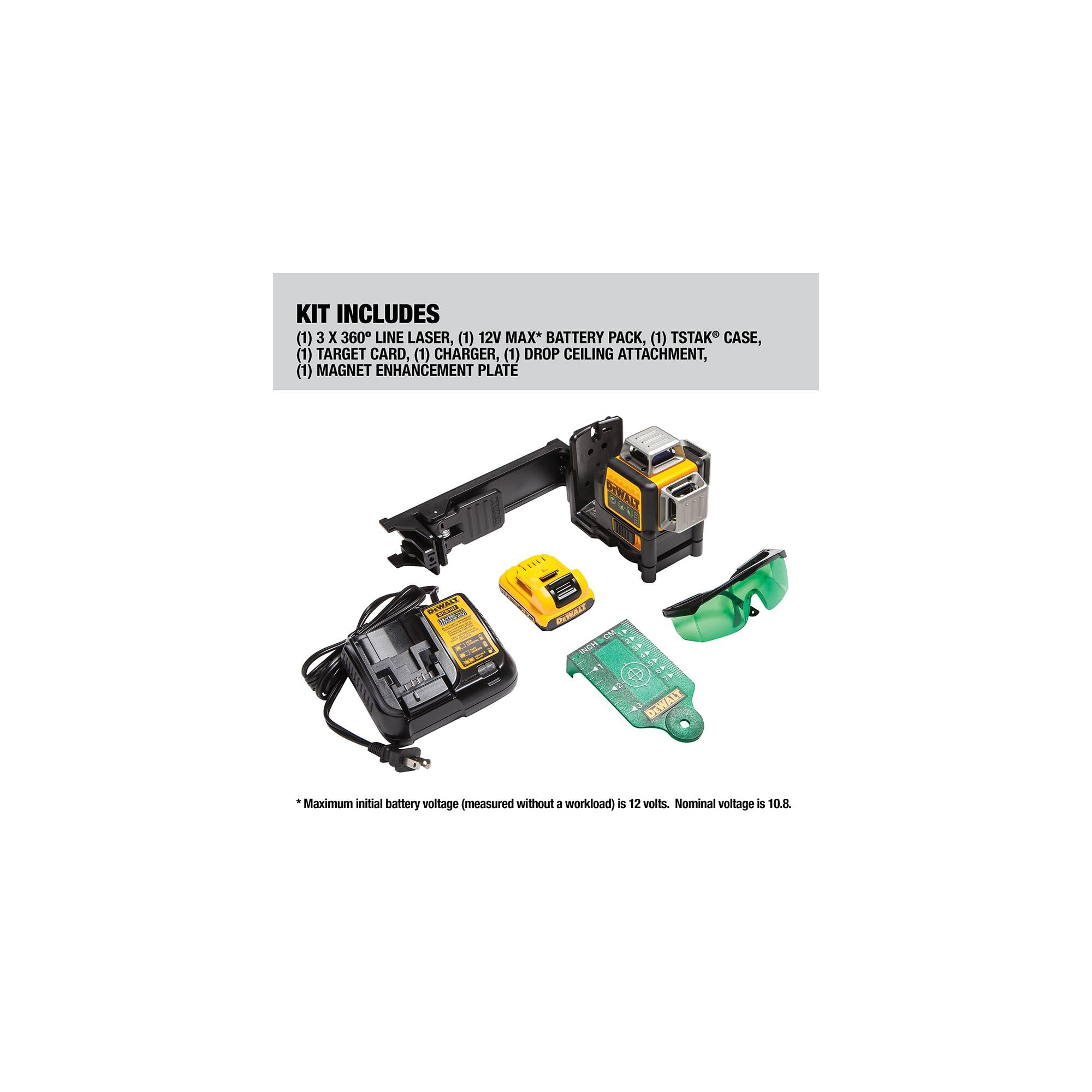 DEWALT Nivel láser de 12 V MAX, láser de línea verde, láser profesional ...