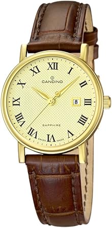 Candino Women's Quartz Watch with Gold Dial Analogue Display and Brown ...