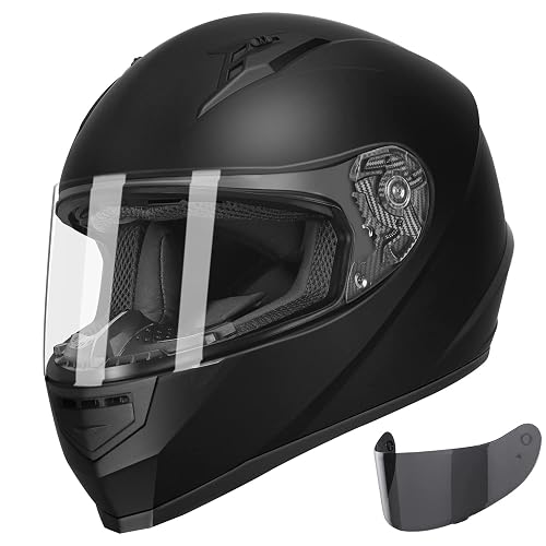 GLX GX11 Compact Motorcycle Helmet - Matte Black, Medium - Full Face w ...