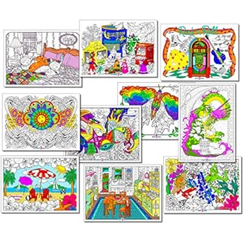 Amazon.com: Stuff2Color Line Art Bundle - 10 Poster Pack II: Posters ...