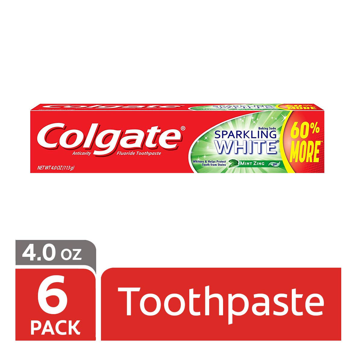 Amazon.com : Colgate Sparkling White Whitening Toothpaste, Mint - 4 ...