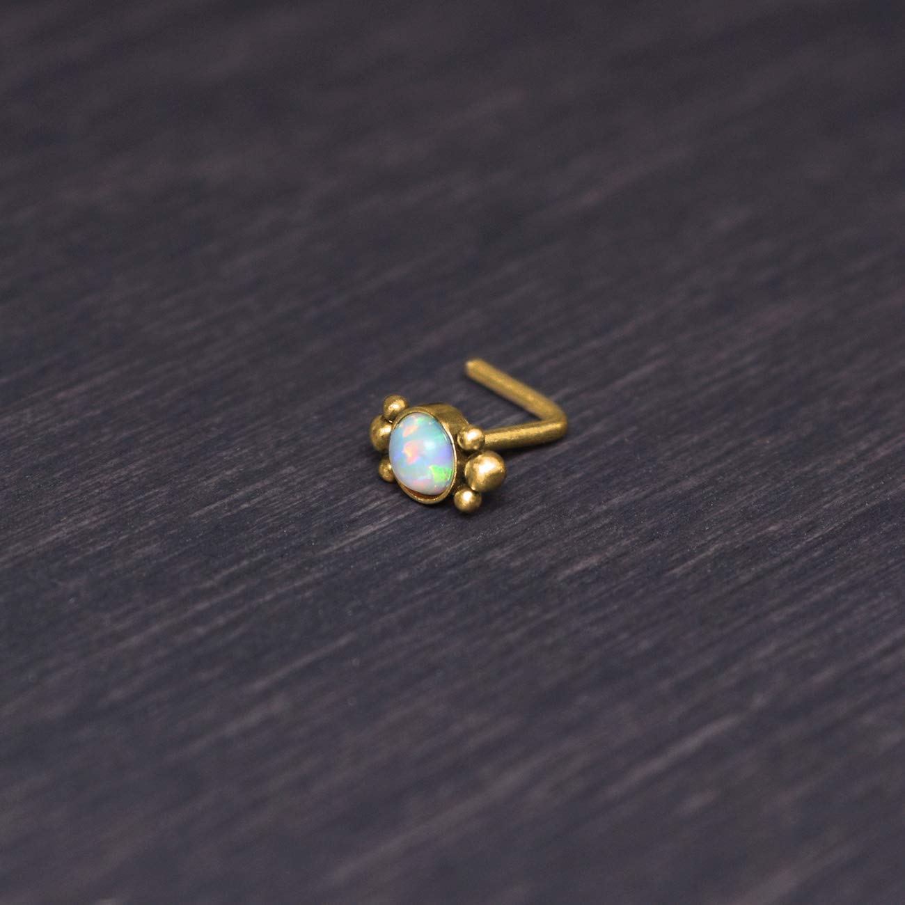 Amazon.com: Nose Ring Stud with Opal Stone - Nose Stud, Surgical Steel ...