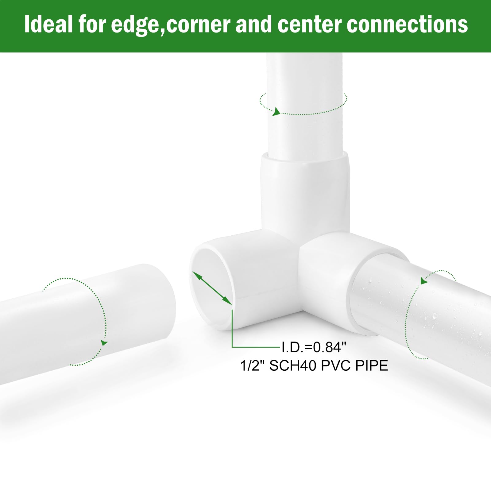 Mua 3 Way PVC Pipe Fittings 1/2 Inch, PVC Elbow Corner Side Outlet Tee ...