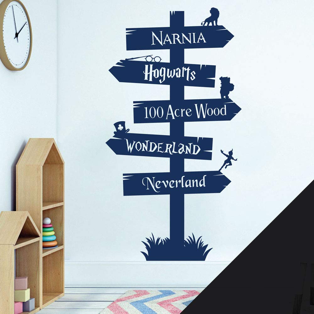 Storybook Signpost Children Wall Sticker - Narnia, Hogwarts, Neverland ...