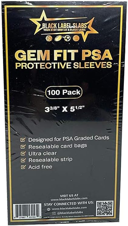 Black Label Slabs - PSA - GEM FIT Protective Sleeves - 100 Pack ...
