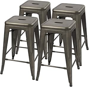 Amazon.com: Furmax 24 Inches Metal Bar Stools High Backless Indoor ...