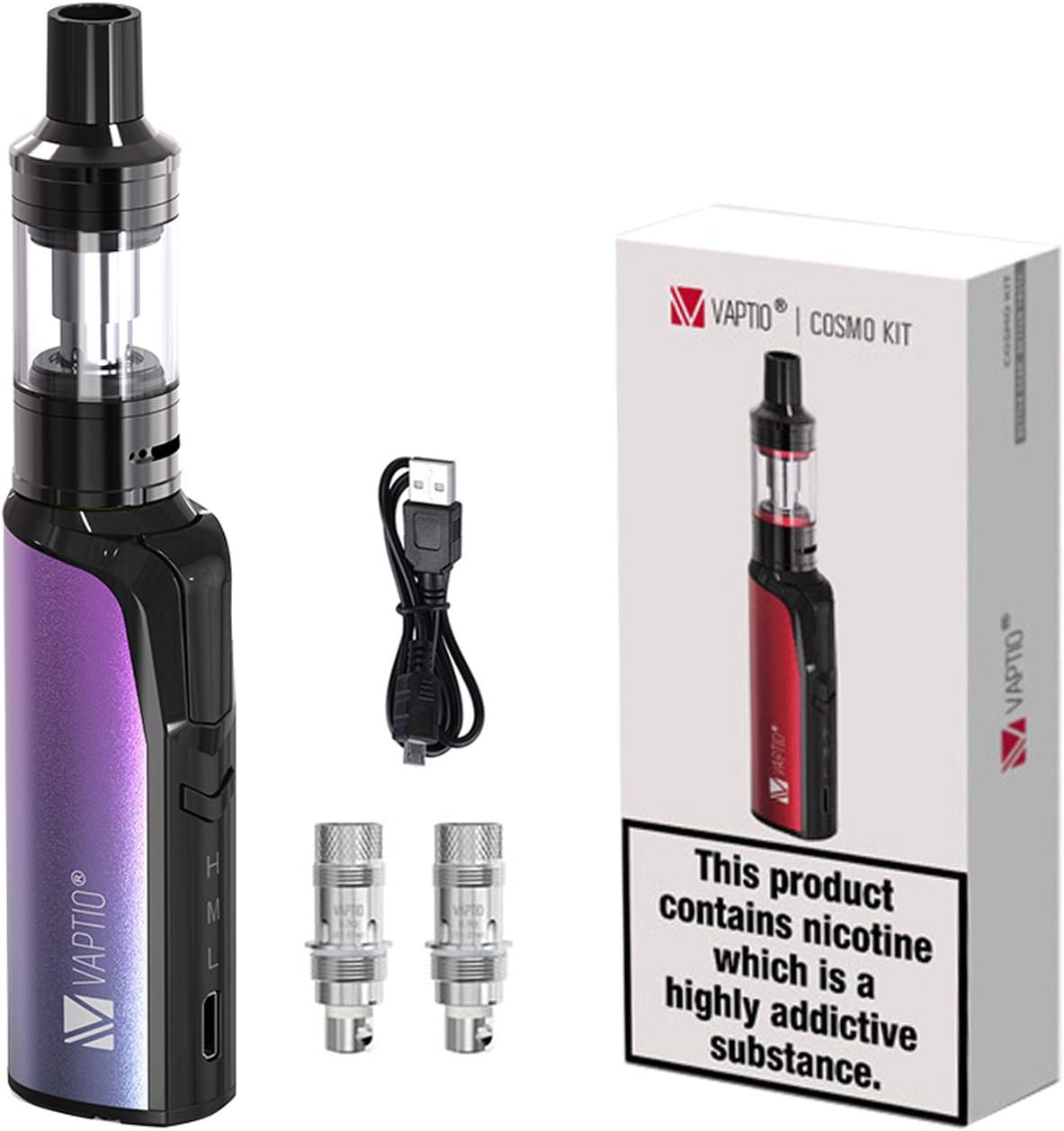 Vape Pen 30W Mod Vaptio Cosm Kit with 1500mAh Dual Coils Electronic ...