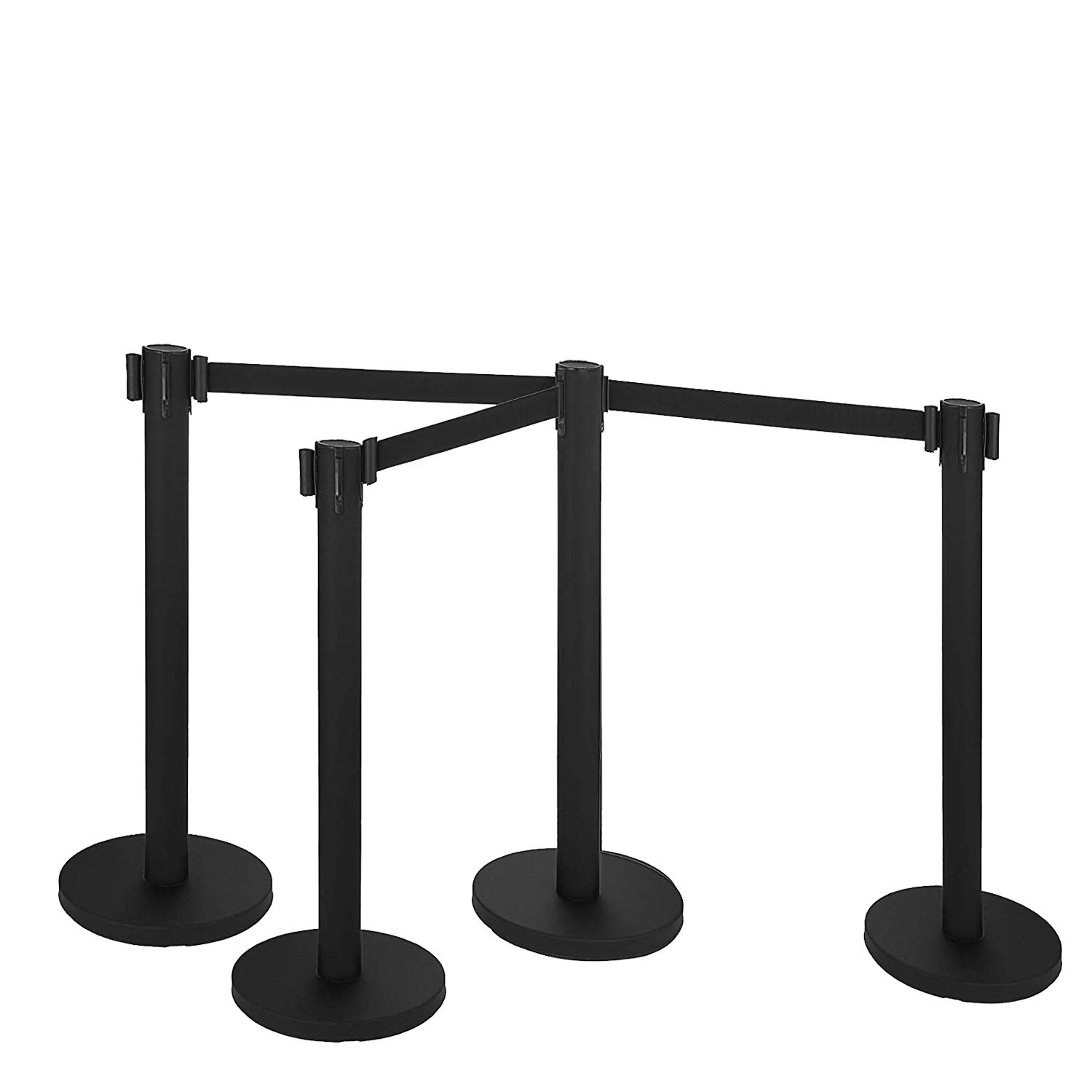 6 PCS Heavy Duty Steel Black Stanchion Post/Pole/Sign/Rope With 9.8 Ft ...