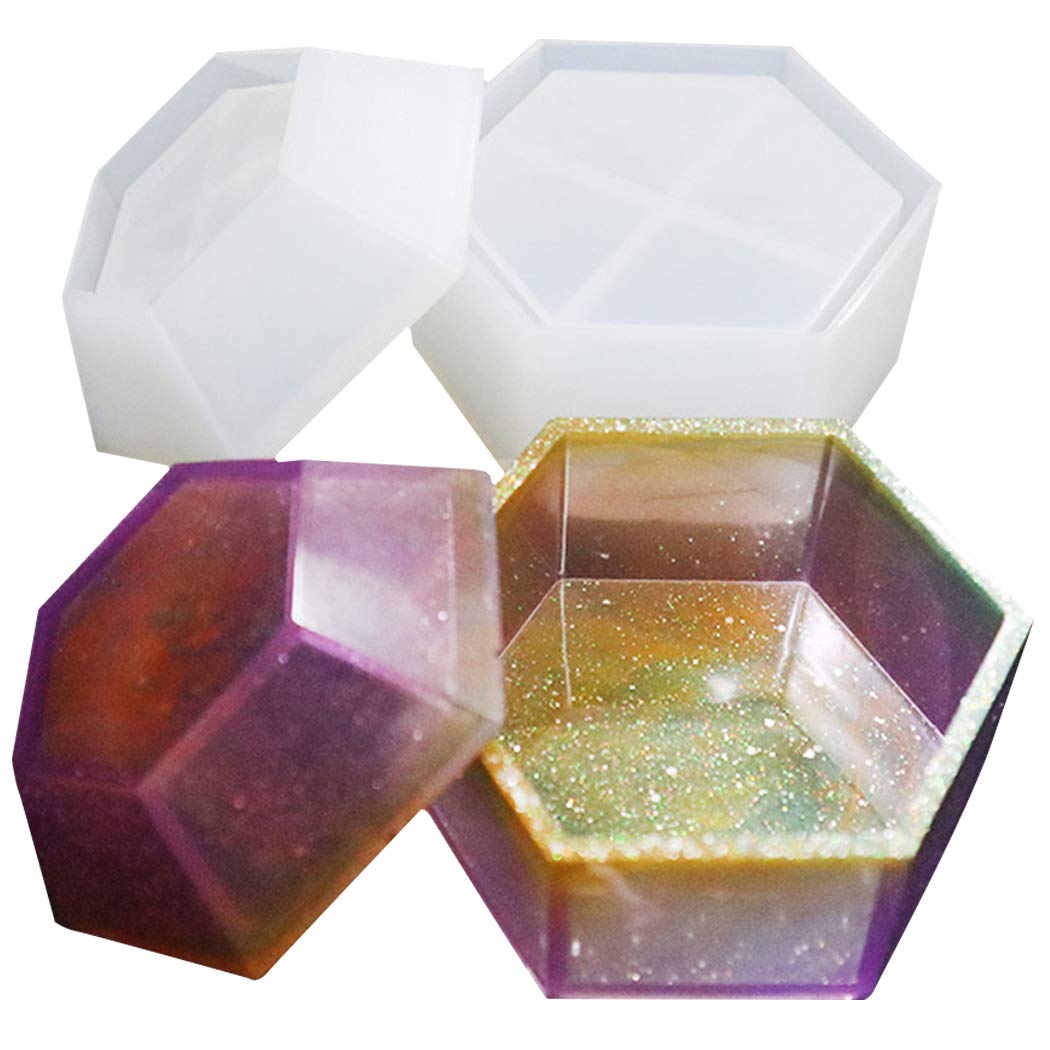 Outgeek Resin Storage Box Silicone Mold Set DIY Hexagon Mold Epoxy ...