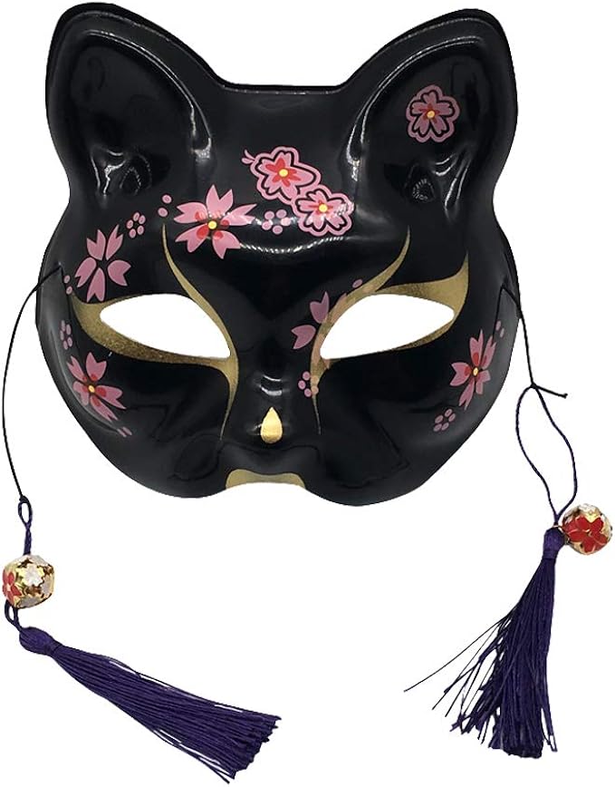 YangYong Kitsune Fox Mask for Halloween Costume,Animal Cosplay Kabuki ...