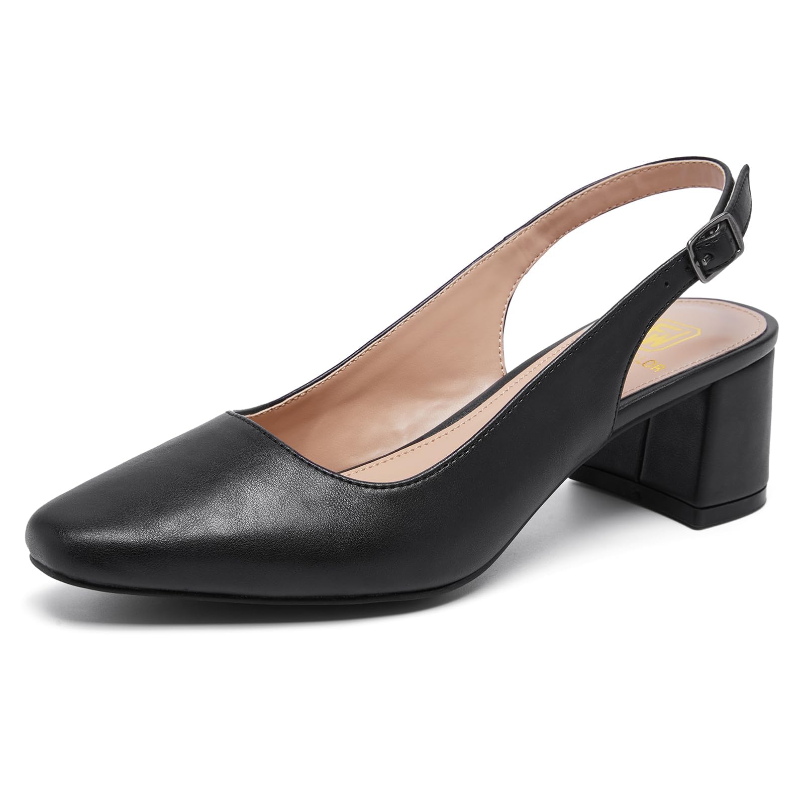 Women's Low Chunky Slingback Heels Square Toe Block Dress Shoes Closed ...