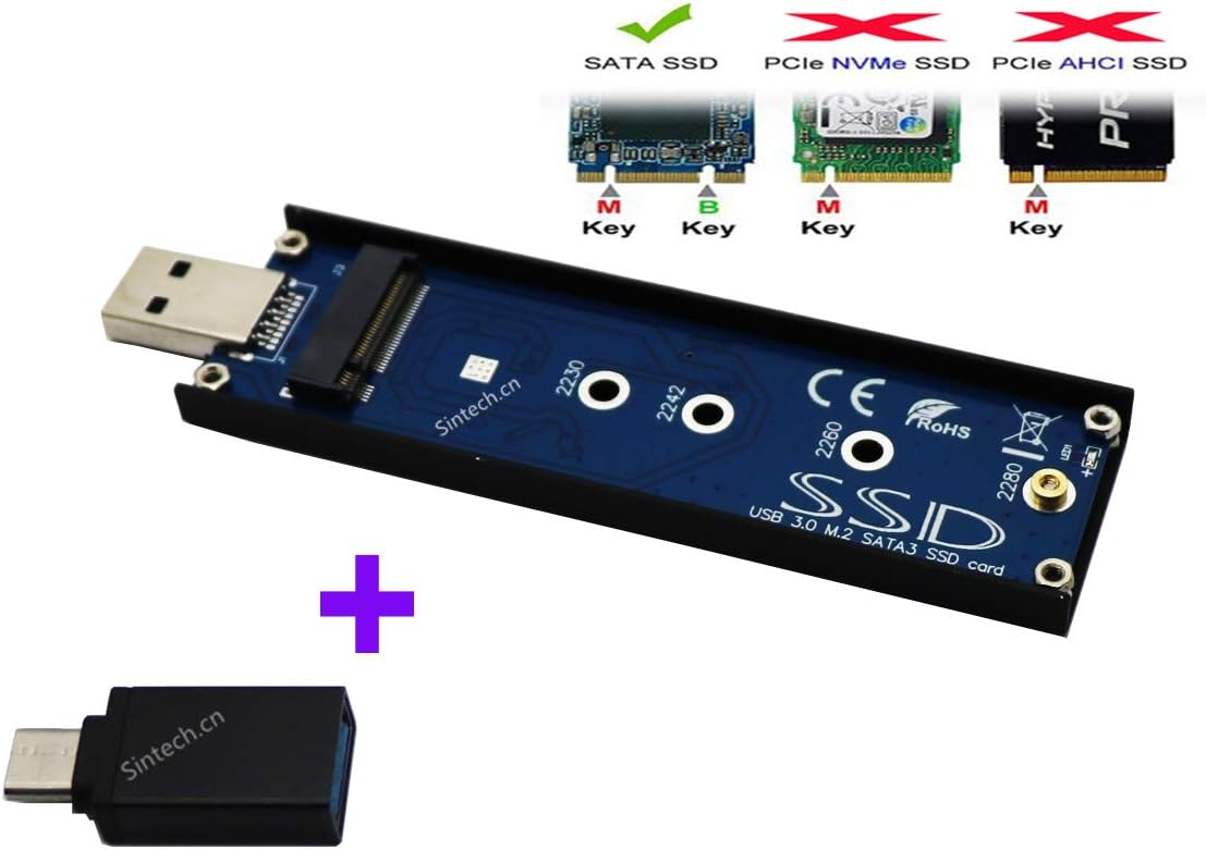 Sintech M.2(NGFF) B-M KEY Dual Notch SATA SSD to USB 3.0 Adapter card ...