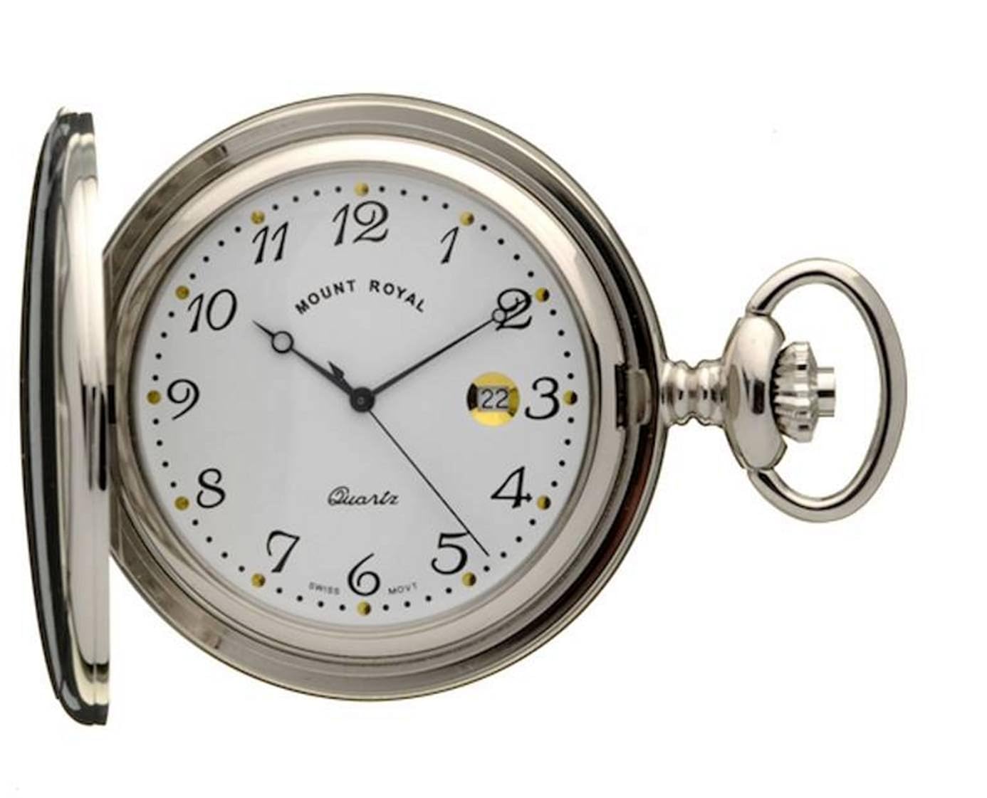 Mount Royal Chrome Full Hunter Pocket Watch, Swiss Quartz Movement ...