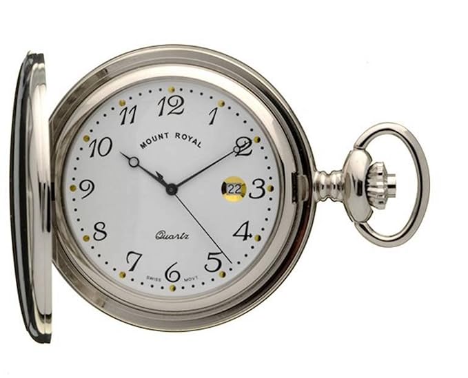Mount Royal Chrome Full Hunter Pocket Watch, Swiss Quartz Movement ...