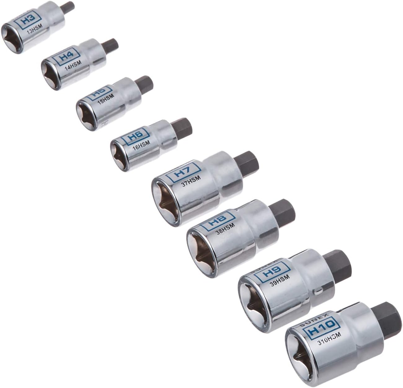 8Pc 1/4" & 3/8" Dr Chrome Stubby Hex Bit Socket Rail -Metric - - Amazon.com