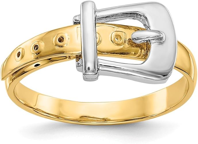 Diamond2Deal Women's 14k Two-Tone Gold Buckle Ring Size 7 : Amazon.com ...