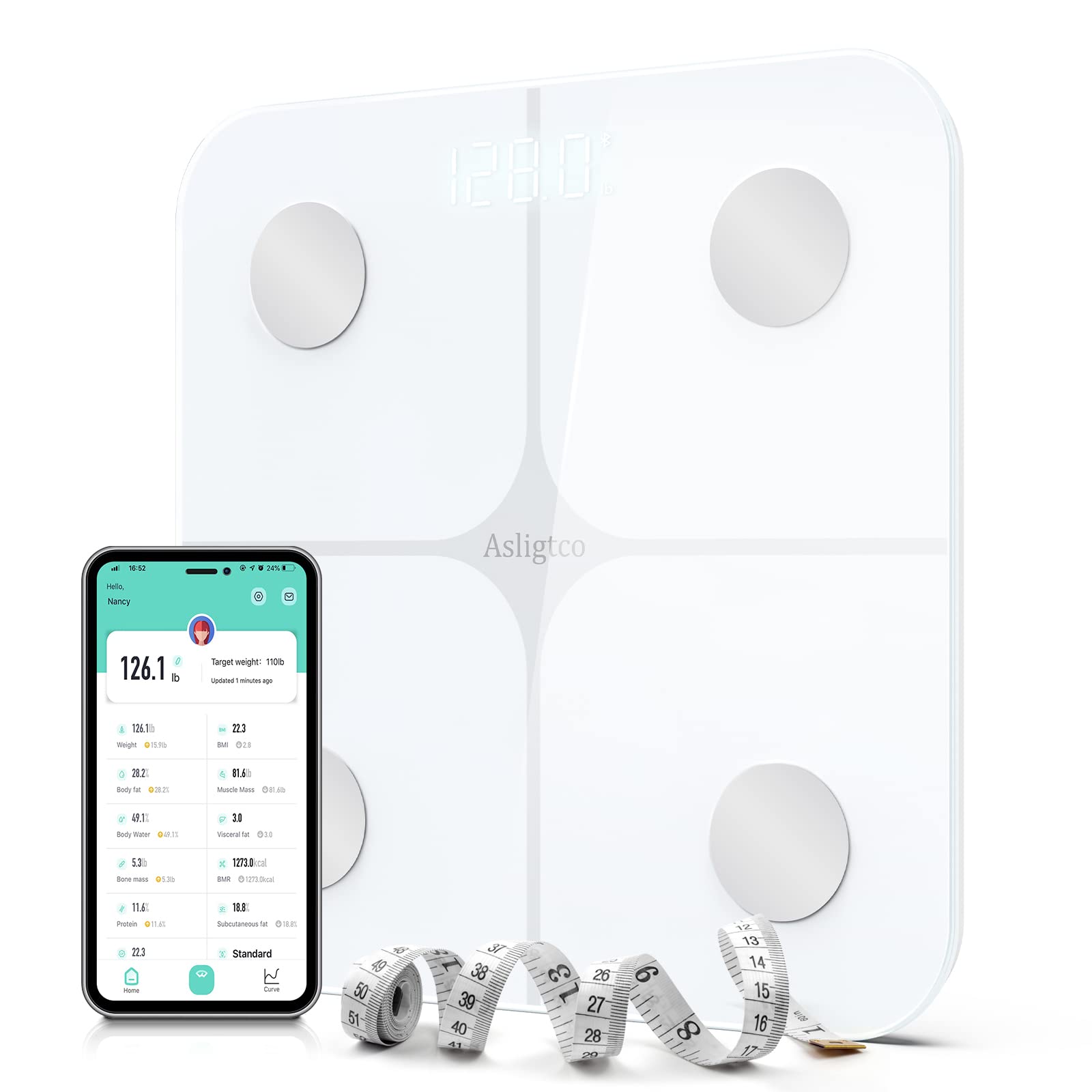Scale for Body Weight and Fat Percentage Asligtco Bathroom Scale ...