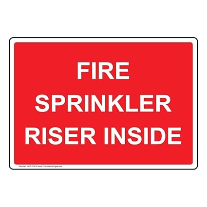 Fire Sprinkler Riser Inside Label Decal, 7x5 inch Vinyl for Fire Safety ...